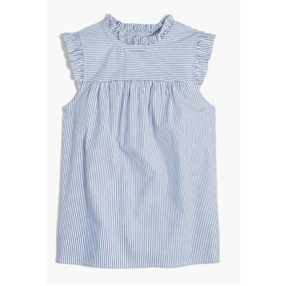 J. Crew Factory | Tops | New J Crew Ruffleneck Shirred Top In Cotton Poplin As338 | Poshmark